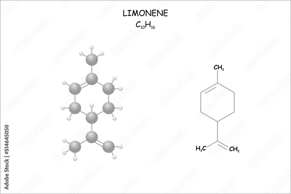 Stylized molecule model/structural formula of limonene. Stock Vector ...