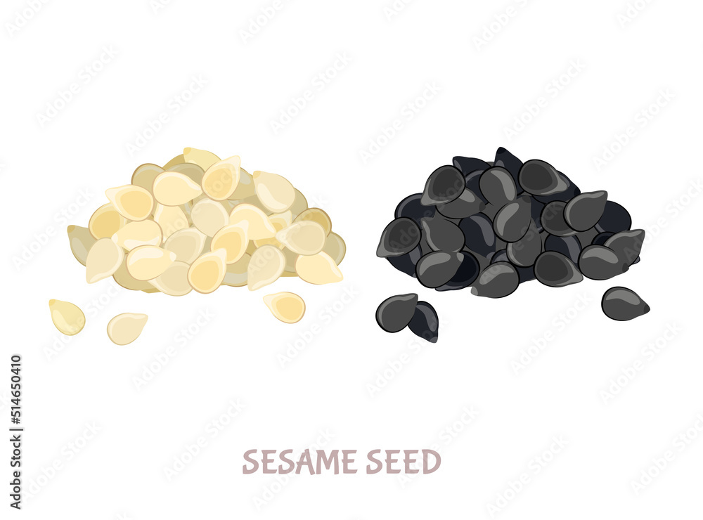 Sesame seed pile. Vector simple illustration isolated on white. Icon in ...