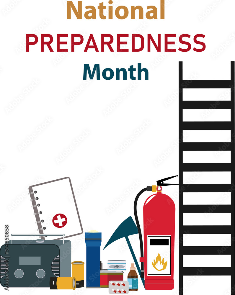 September is National Preparedness month, Vector illustration with ...