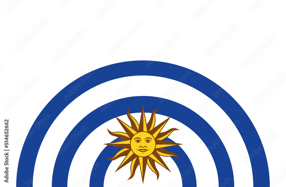 Semicircular design of the flag of Uruguay with the colors blue and ...