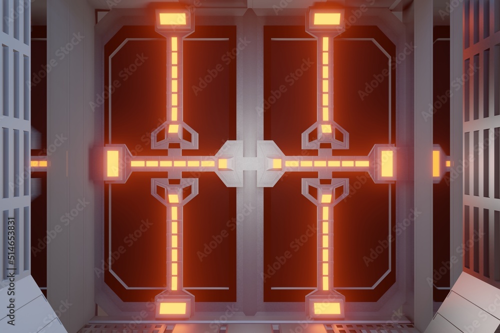 Futuristic Cyber Glowing Lasers Neon Underground Spaceship Alien ...