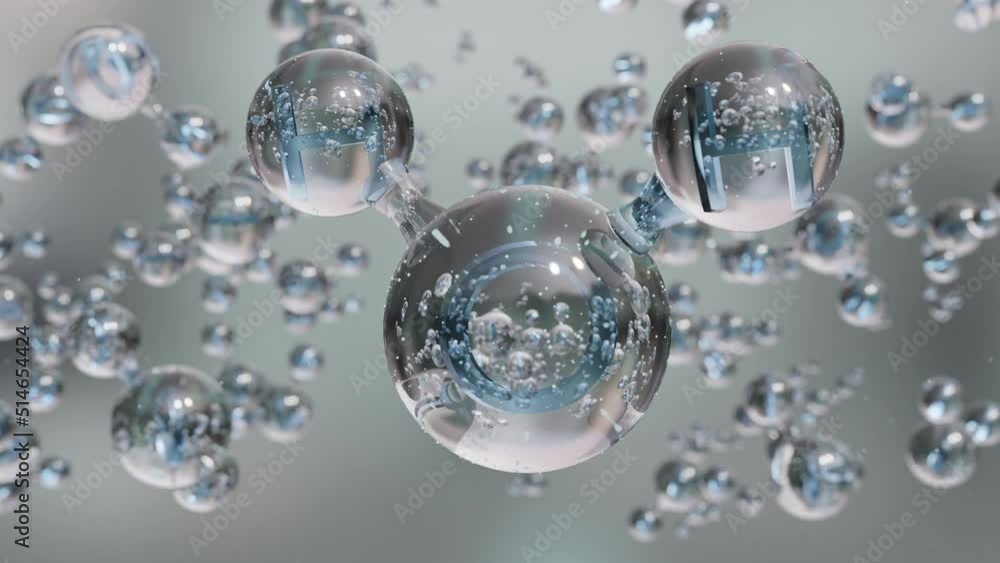 Water molecules, Molecular chemical formula H2O, odorless, Ball and ...