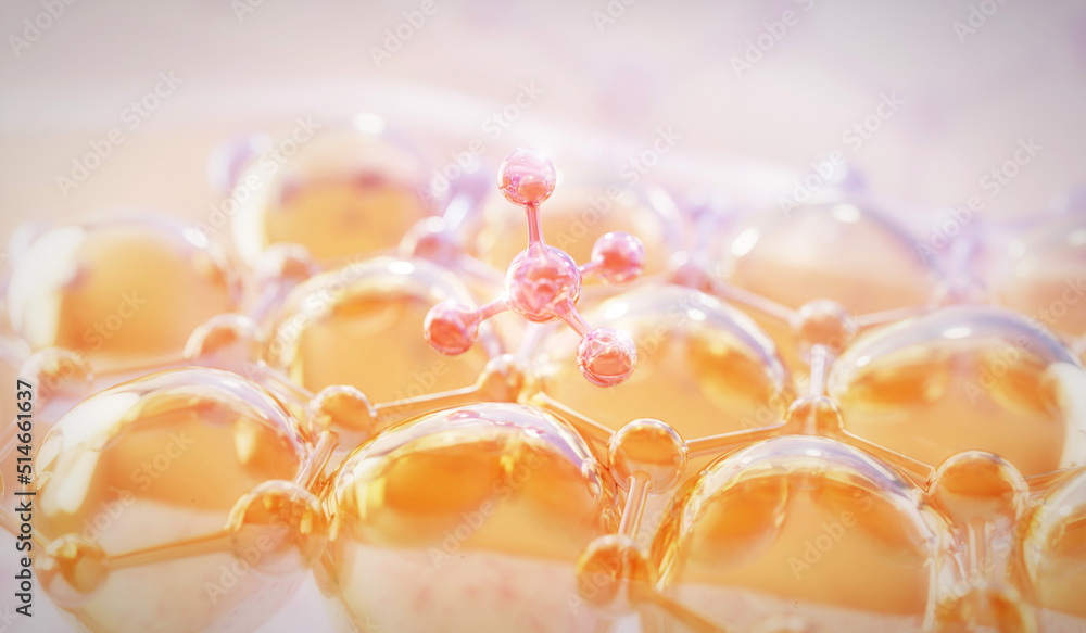 3D Yellow Collagen Skin Serum and Vitamin illustration isolated on soft ...