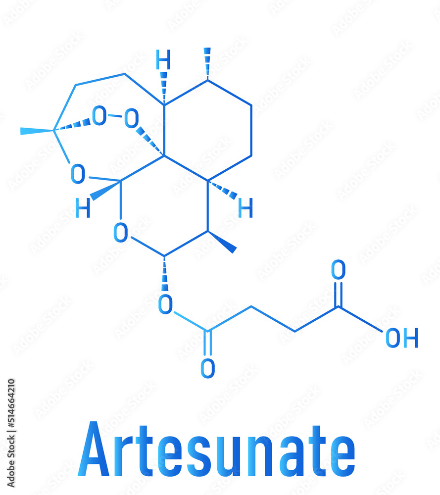 Skeletal formula of Artesunate malaria drug molecule. Stock Vector ...