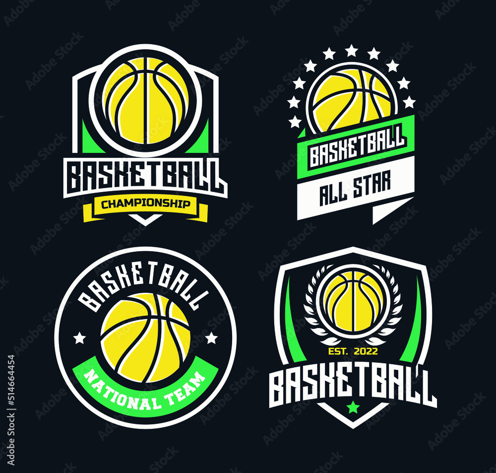 Modern professional vector logo set for a basketball team. Basketball ...