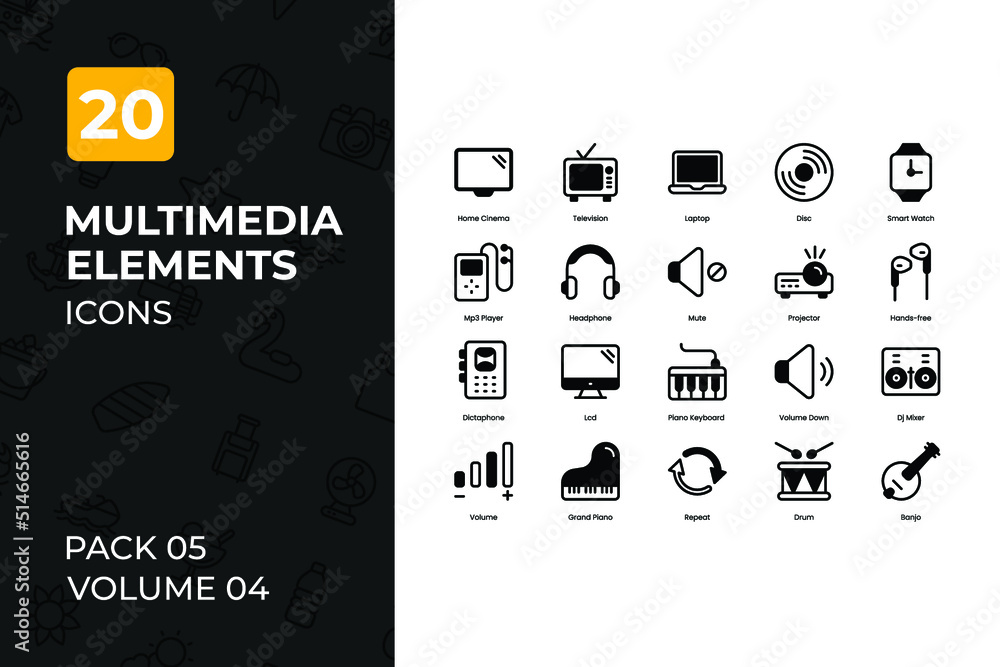 Multimedia Icons Collection. Set contains such Icons as television, dvd ...