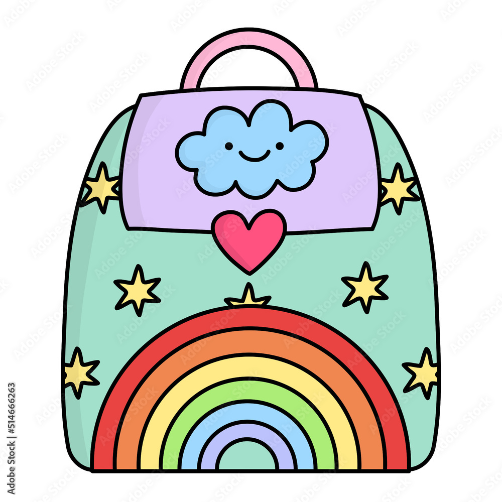 Rainbow backpack illustration, transparent background Stock ...