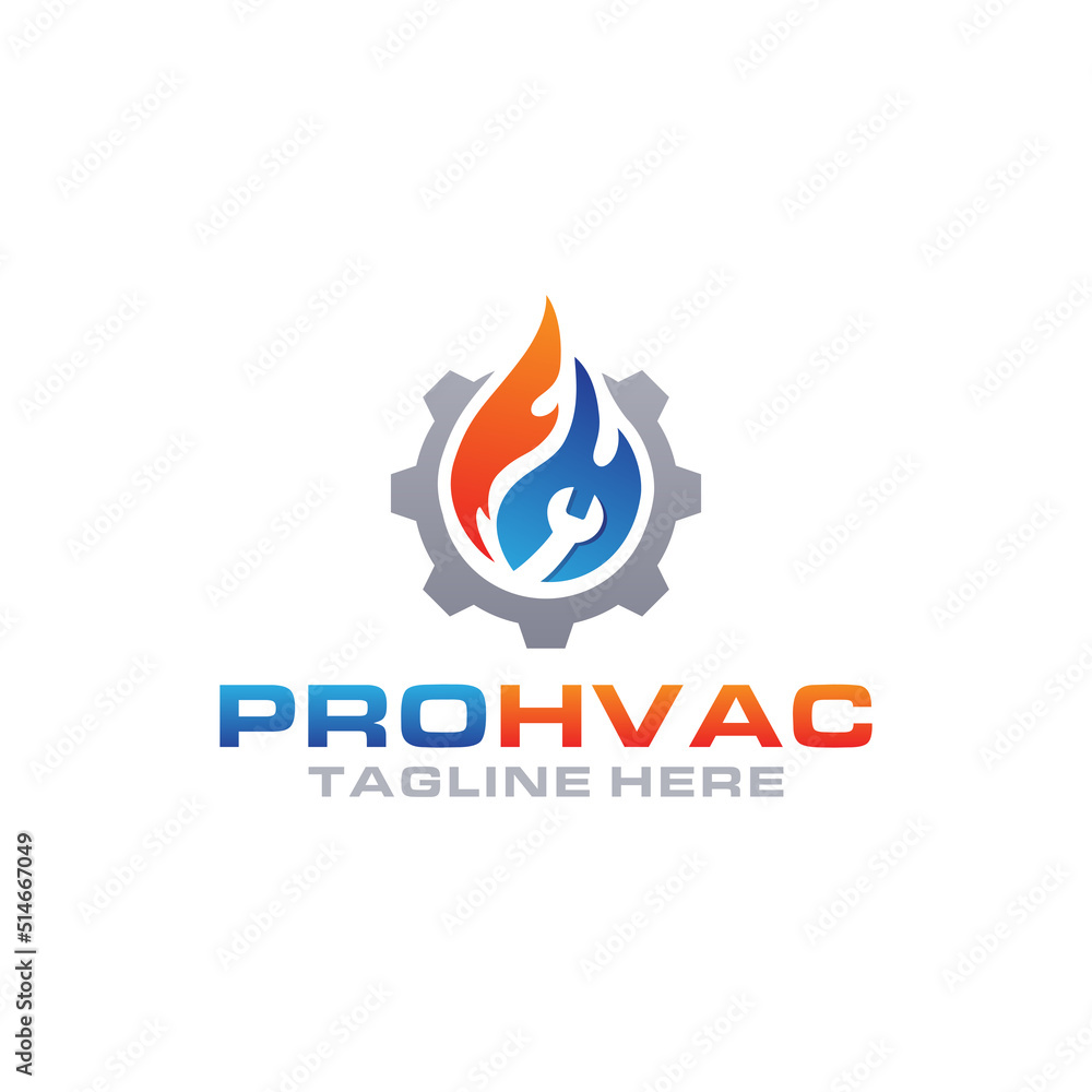 HVAC logo with settings or gear icon. appliances hvac icon or symbol ...