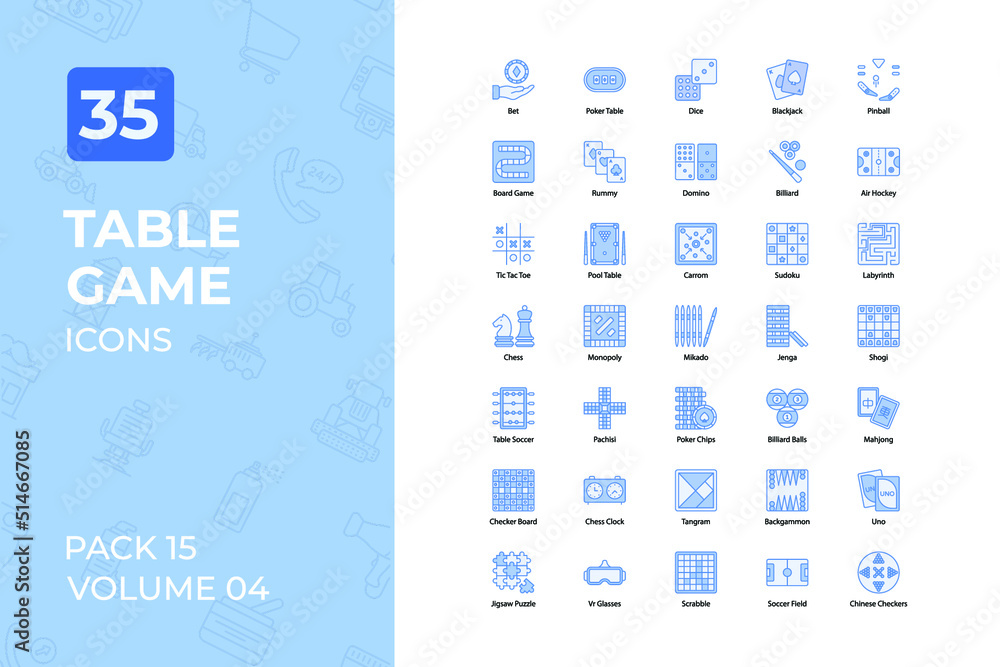 table game Icons Collection. Set contains such Icons as Ludo, card game ...