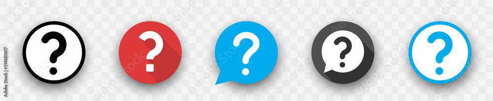 Question mark icon set. Message box with question mark icon. Button ...