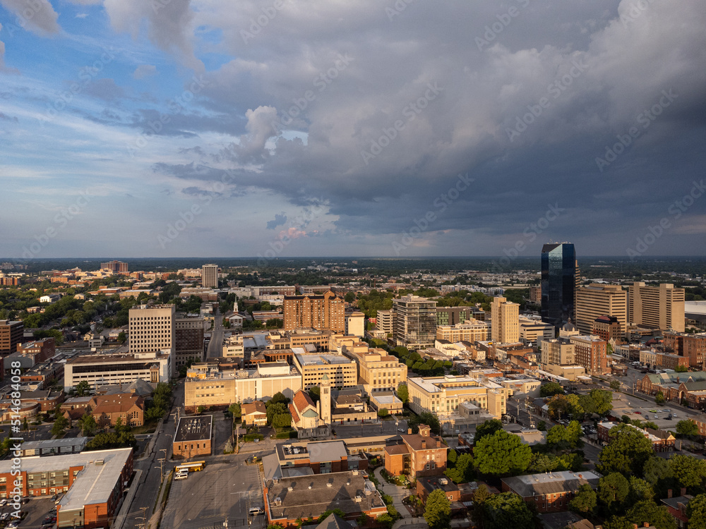 Aerial view of downtown Lexington, Kentucky and University of Kentucky ...