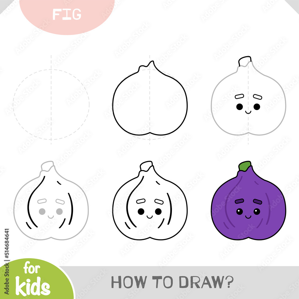 How to draw Fig for children. Step by step drawing tutorial Stock ...