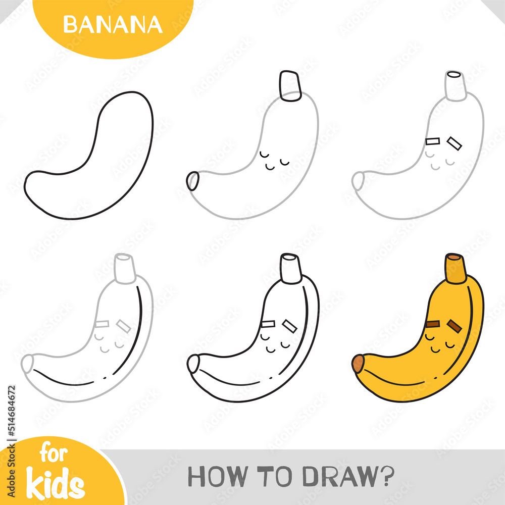 How to draw Banana for children. Step by step drawing tutorial Stock ...