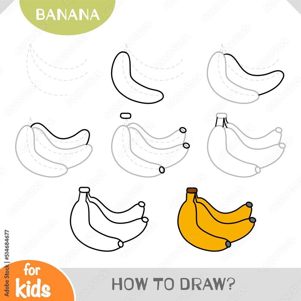 How to draw Banana for children. Step by step drawing tutorial Stock ...