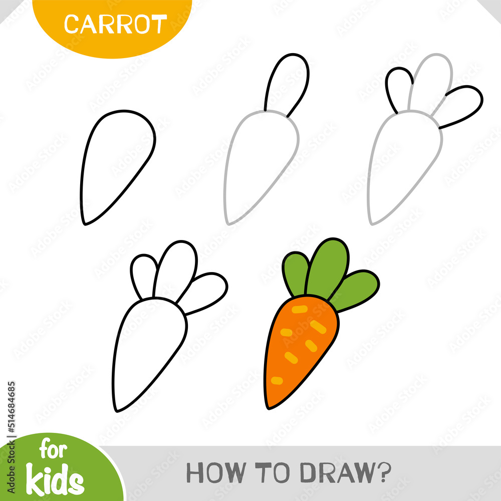 How to draw Carrot for children. Step by step drawing tutorial Stock ...