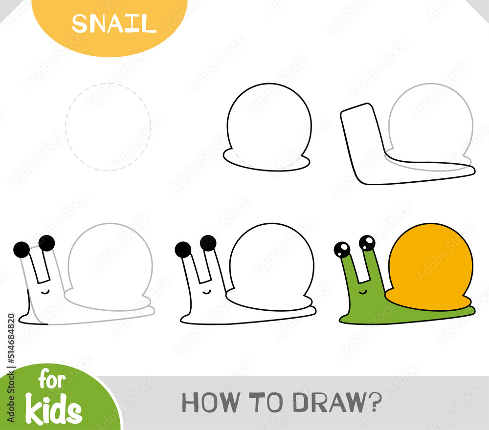 How to draw Snail for children. Step by step drawing tutorial Stock ...