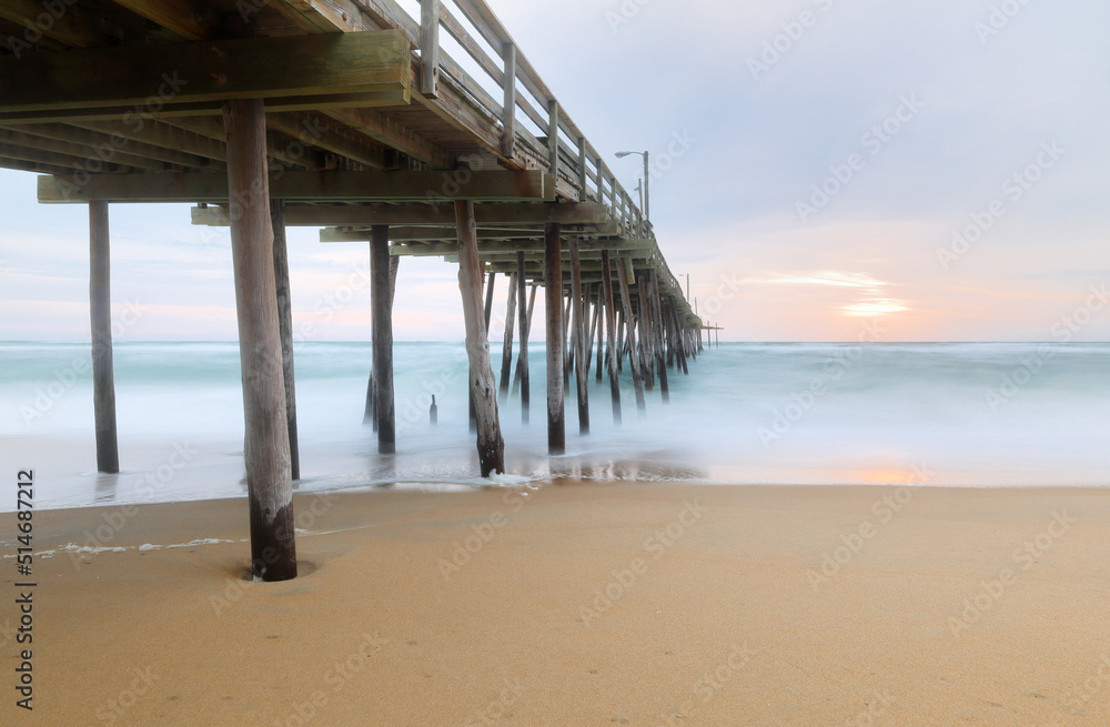 Beautiful sunrise at Nags Head Pier, Outer Banks, North Carolina, USA ... Beautiful sunrise at Nags Head Pier, Outer Banks, North Carolina, USA ...