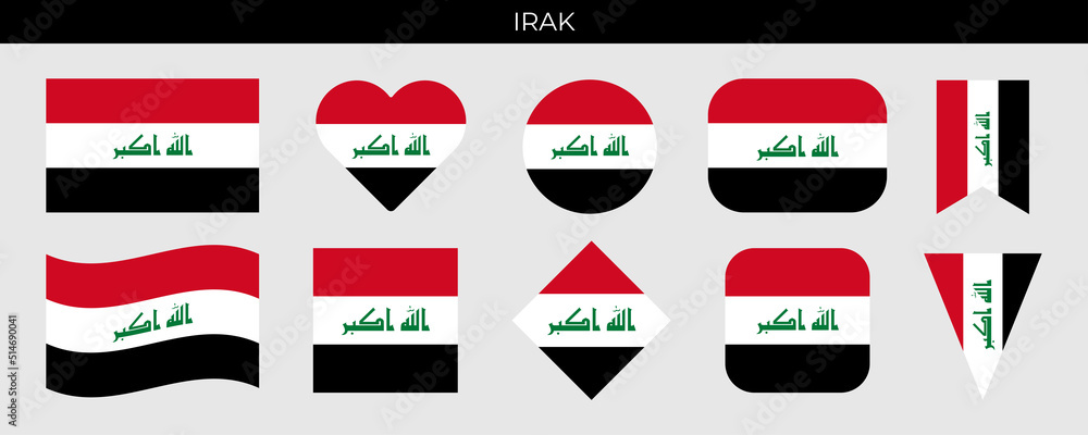 Flag of Iraq. Icon set vector illustration. Design template Stock ...