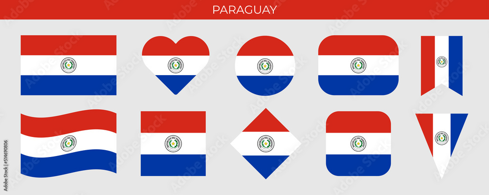 Flag of Paraguay. Icon set vector illustration. Design template Stock ...