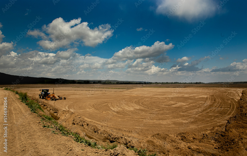 agricultural landscapes, paddy field, water slope study.laser machine ...
