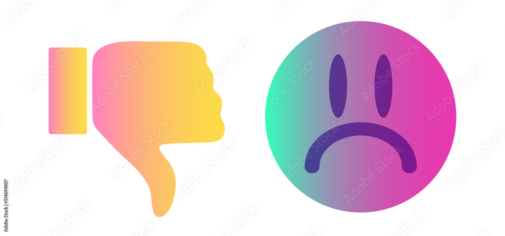 Vector set icons of dislike button. Vector set banners of human hand ...