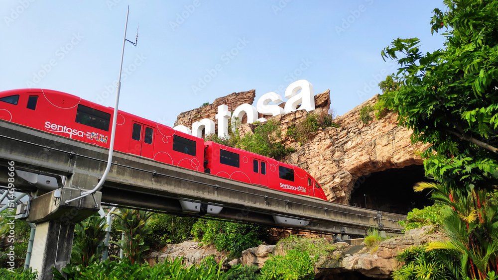 Sentosa Express monorail train connecting Sentosa island to ...