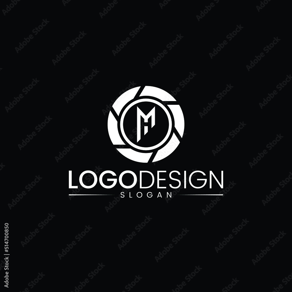 Photography Logo Combined M Letter Camera Sign Logo, Focus Shot Shutter ...