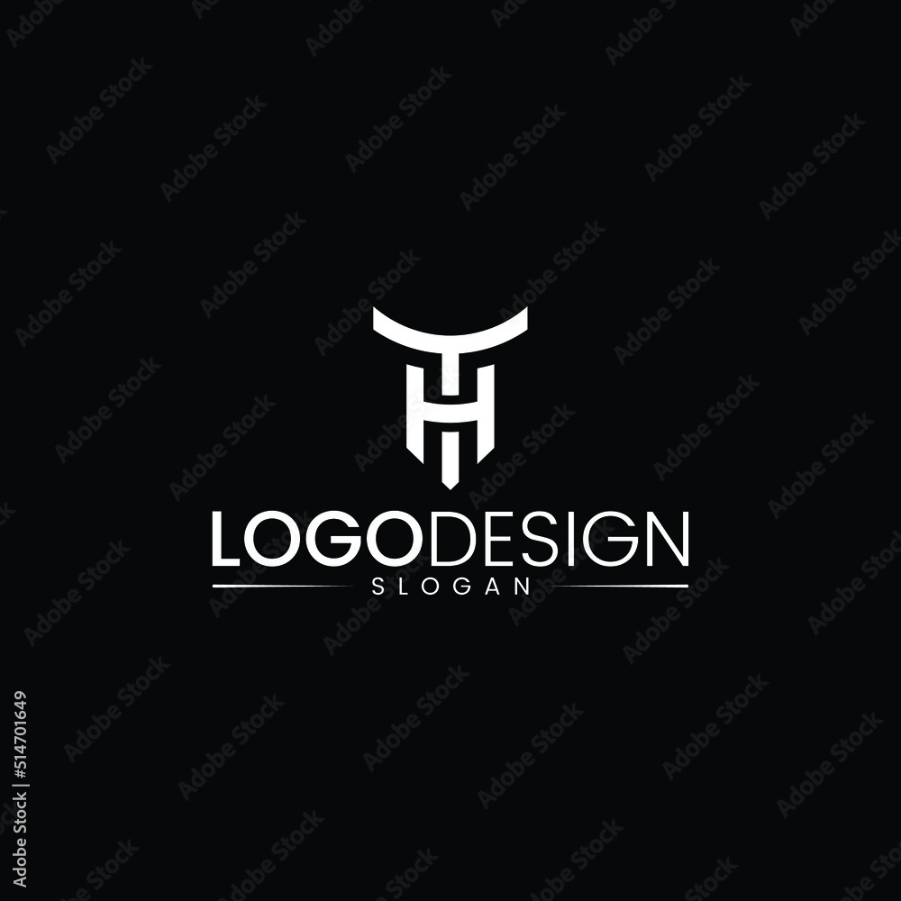 Minimalist modern line art letter HT logo, alphabet letters monogram ...