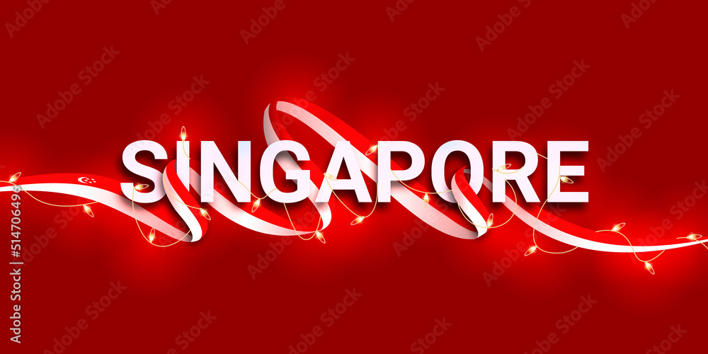 Singapore text decorated with flags and lights Stock Vector | Adobe Stock