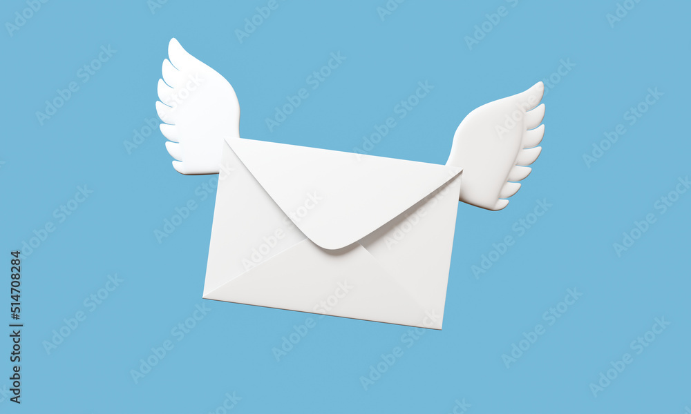 Flying envelope wings, incoming mail notify, newsletter and online ...
