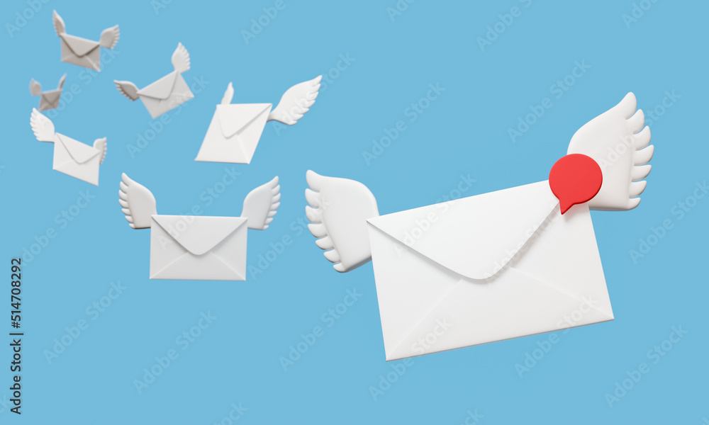 Flying envelope wings, incoming mail notify, newsletter and online ...