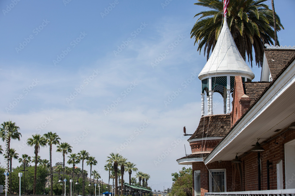 Daytime view of the historic downtown area of Perris, California, USA ...