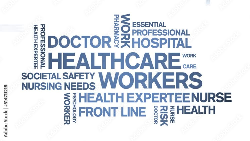 Healthcare workers Animated tag word cloud;text design animation ...