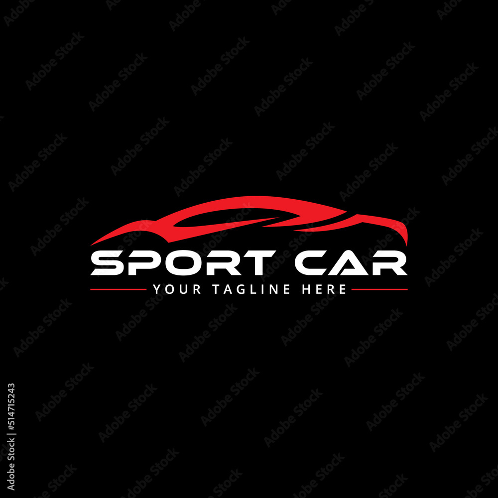 Abstract Red Car Logo Template with Black Background. Sport Car ...
