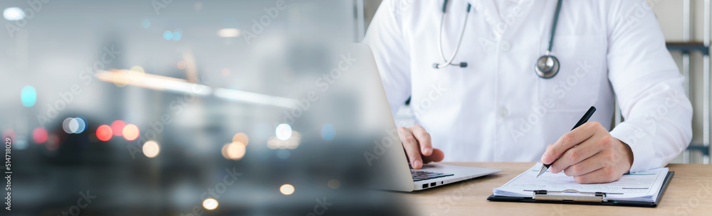 the doctor analyzes the medical report Thorough physical examination ...