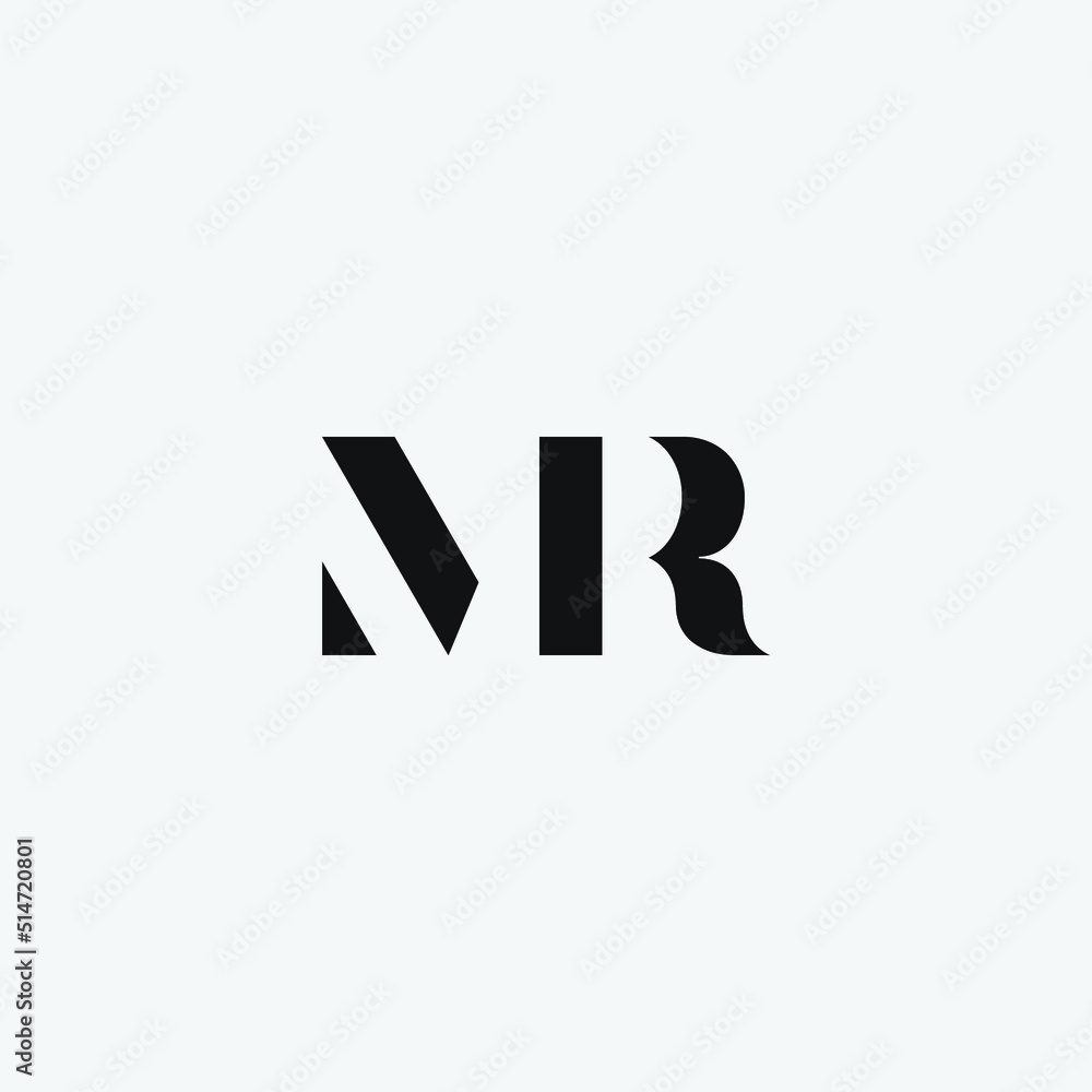 MR monogram fashion logo with stencil style in black and white. M and R ...