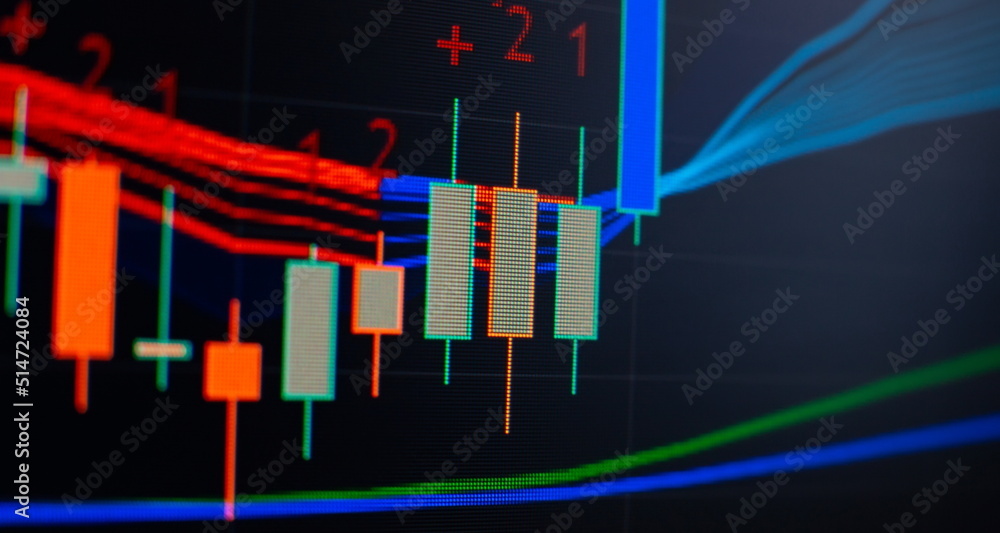 Chart on LED display concept. A large display of daily stock market ...