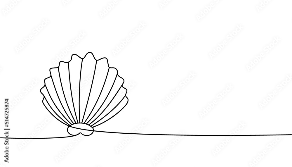 Set of Shellfish one line continuous drawing. Shell continuous one line ...