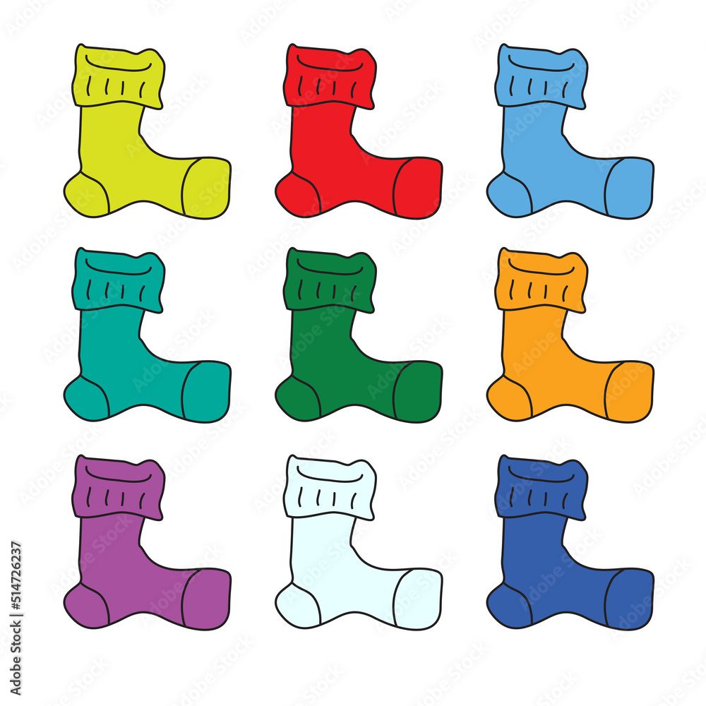 Cartoon Sock Collection Stock Vector | Adobe Stock