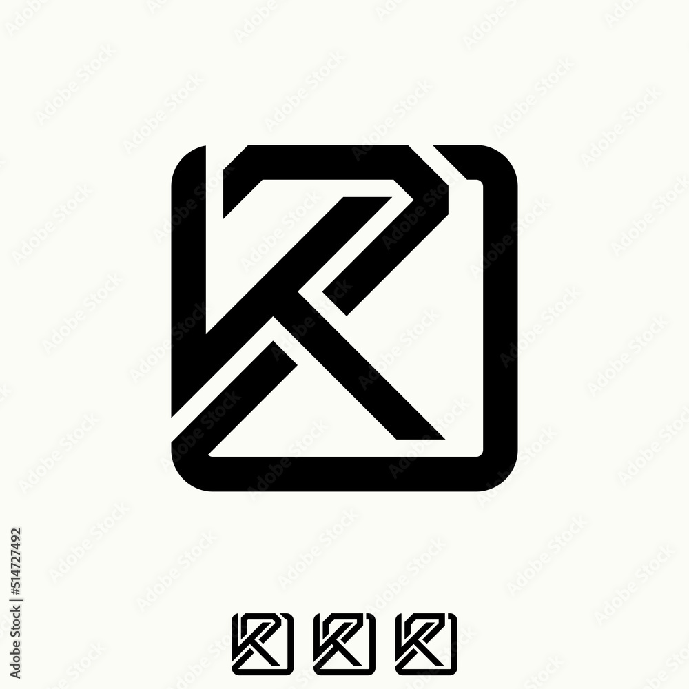 Simple and unique letter or word K2D font in cut square line rounded ...