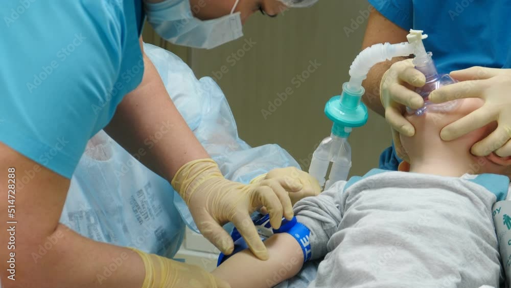 General anesthesia in hospital. Surgical intervention. Anesthesiologist ...