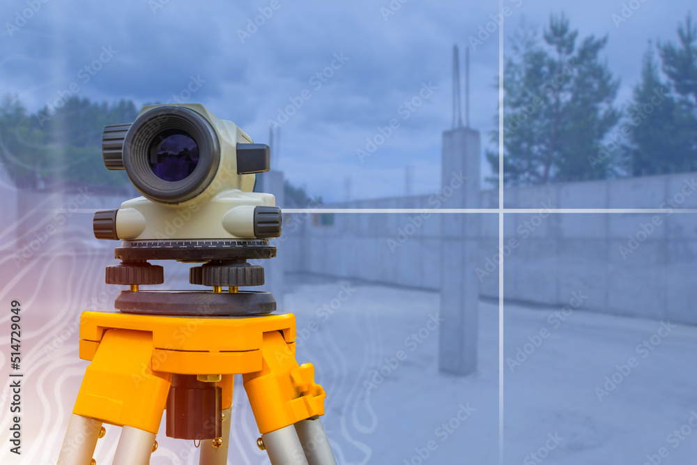 Surveyor equipment. Geodetic theodolite geodetic work during ...