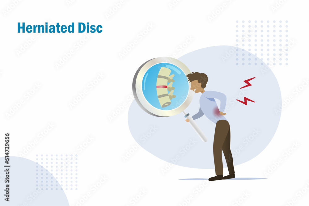 Man hold x ray magnifying glass suffering from herniated disc, spine ...