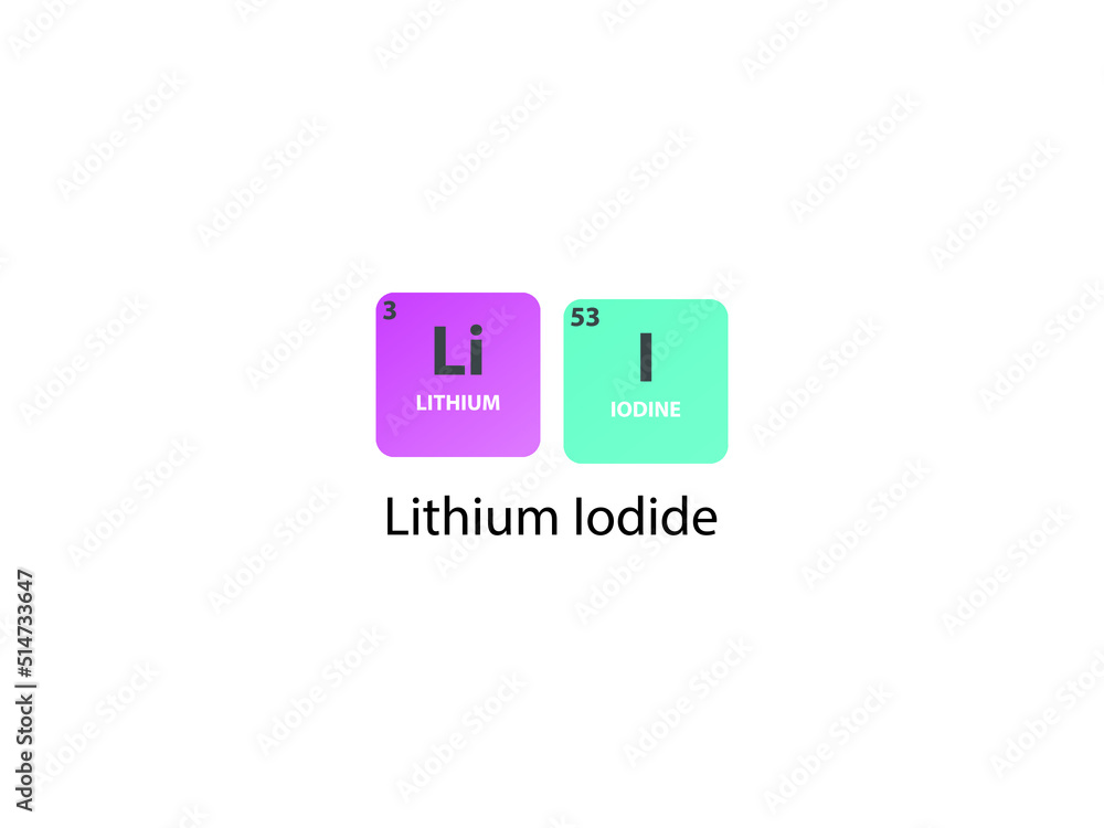 LiI Lithium Iodide molecule. Simple molecular formula consisting of ...