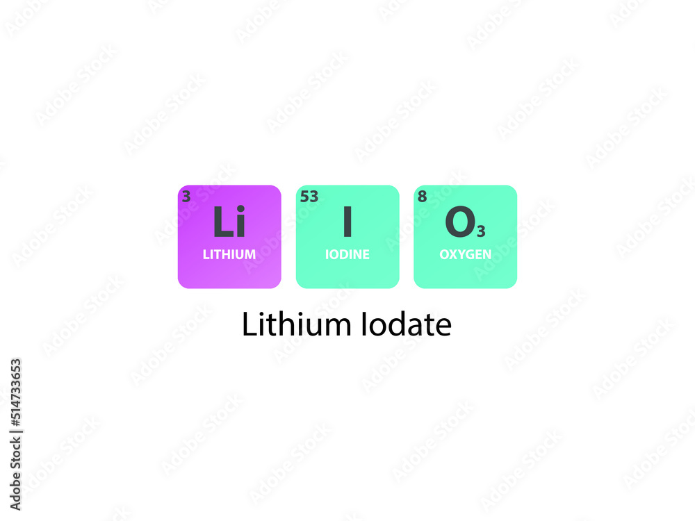 LiIO3 Lithium Iodate molecule. Simple molecular formula consisting of ...