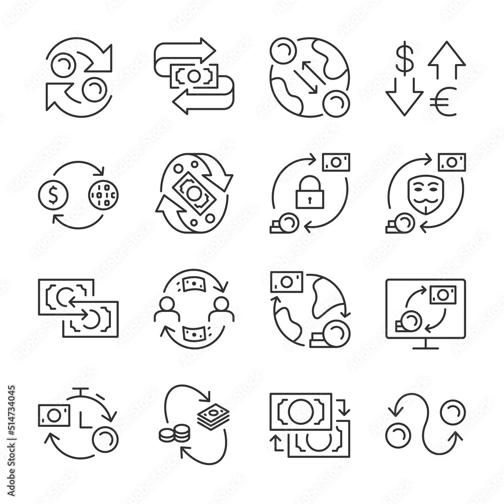 Money Exchange Currency Conversion Icons Set Money Transfer Service money-exchange-currency-conversion-icons-set-money-transfer-service