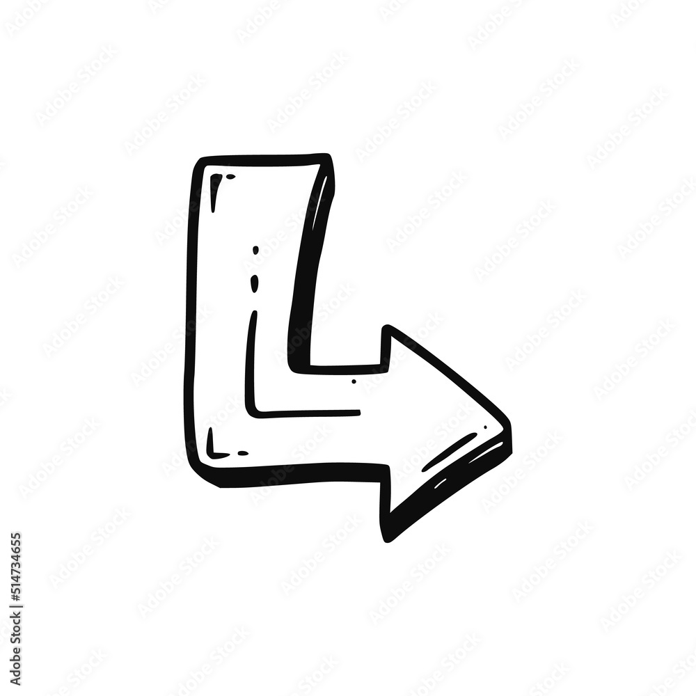 Enter arrow key hand drawn doodle element. Sketch line style enter ...