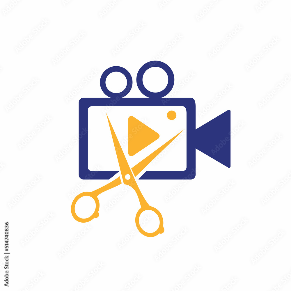 Movie film editor vector logo design. Video editing logo concept. Stock ...