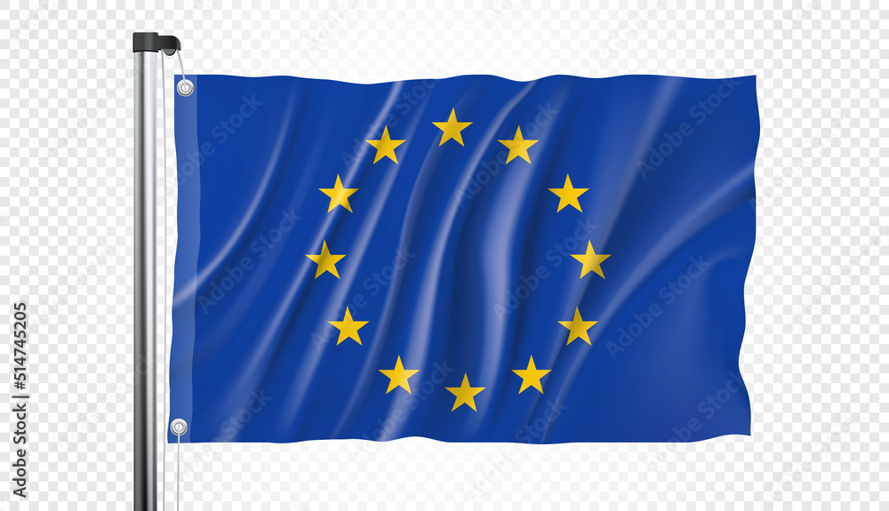 Flag of Europe isolated on transparent background, Realistic Vector ...