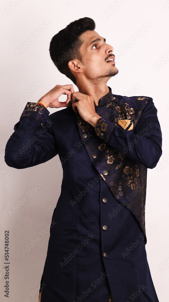 Indian collage boy wears ethnic or traditional outfit kurta / cloths ...